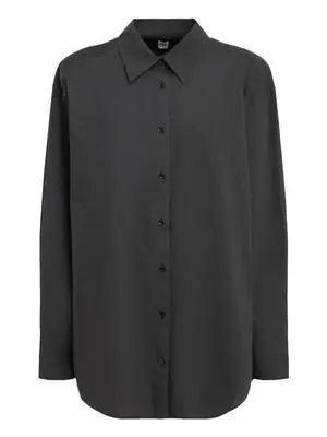 TOTEME Classic Organic Cotton Tumbled Shirt With Button Cuffs - Black