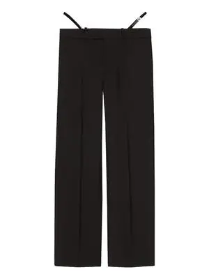 Gucci Front Pleated Trousers With Detachable Leather Detail - Black