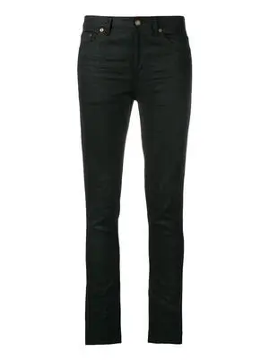 Saint Laurent Skinny Jeans With Distressed Hem - Black
