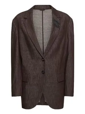 Brunello Cucinelli Cotton Suit-type Blazer With Notched Lapel And Vented Back - Black