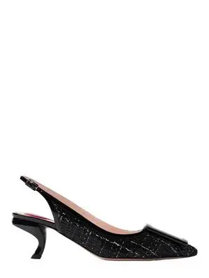 ROGER VIVIER Virgule Pointed-toe Slingback Sandals With Buckle - Black