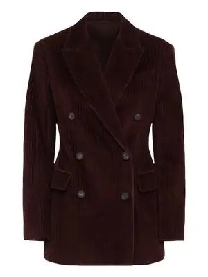Brunello Cucinelli Double Breasted Corduroy Blazer - Black