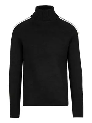 We11Done Ribbed Turtleneck Sweater With Logo Detail - Black