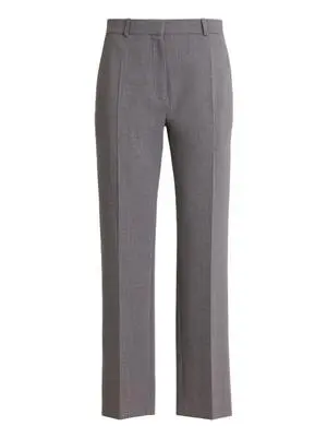 THE ROW Relian Stretch Wool Straight Leg Trousers - Gray