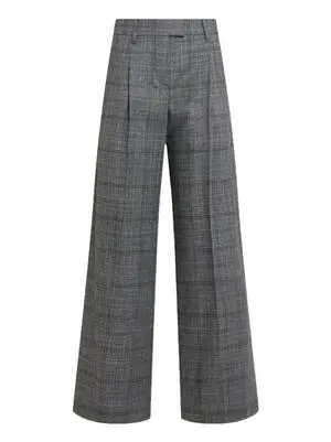 Brunello Cucinelli Prince Of Wales Wool Trousers - Black