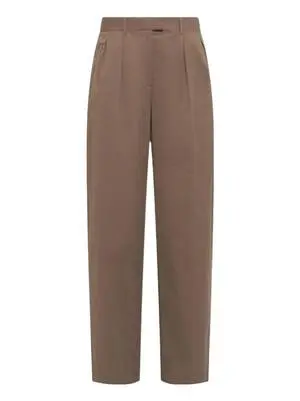 THE ROW Alfidis Cotton Gabardine Straight Pants - Brown