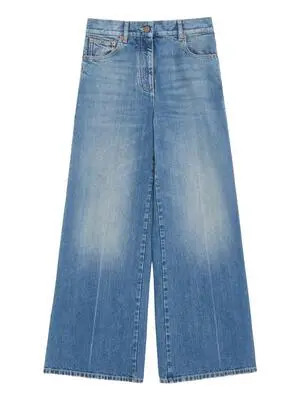 Valentino Garavani Wide Leg Denim Trousers - Blue