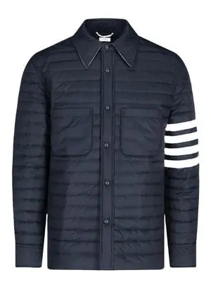 Thom Browne Quilted Jacket With Contrasting Stripes - Navy Blue