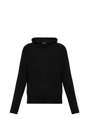 TOM FORD Logo Embroidered Ribbed Hoodie - Black