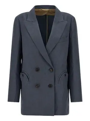 BLAZÉ MILANO Midday Sun Double-breasted Linen Blazer - Black