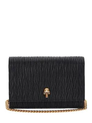 Alexander McQueen Textured Skull Embellished Shoulder Bag - Black