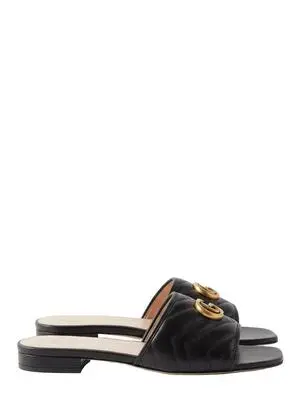 GUCCI Gucci Double G Quilted Leather Slide Sandals