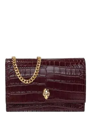 Alexander McQueen Skull Embossed Crossbody Bag - Brown