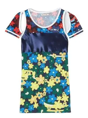 Marni Contrast Panel Floral Print T-shirt - Multicolor