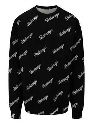 Balenciaga Logo-jacquard Wool Jumper - Black/white