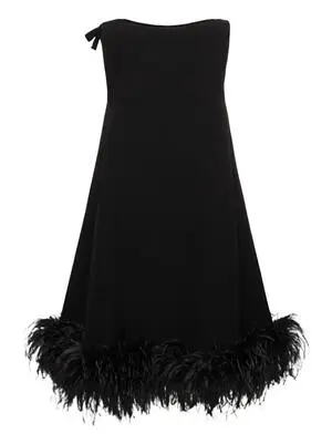 Valentino Garavani Feather Trimmed Dress - Black