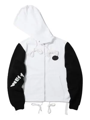We11Done Hooded Zip-up Jacket With Logo Detailing - White