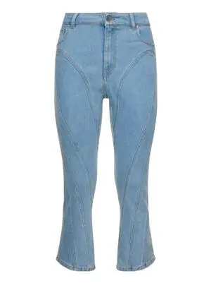 MUGLER Belt-loop Three-quarter Jeans - Blue