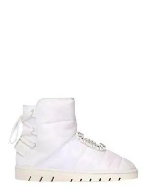 ROGER VIVIER Roger Vivier Padded Lace-Up Boots With Crystal Buckle Detail