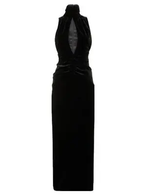 Alessandra Rich High-neck Cut-out Maxi Dress - Black