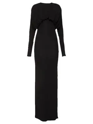 16Arlington Long Sleeve Maxi Dress With Button Fastening And Back Slits - Black
