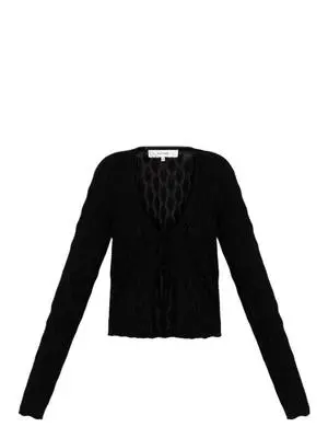 FRAME Frame Pointelle-Knit Tie-Fastening Cropped Cardigan