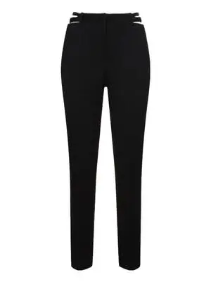 DION LEE Tailored Stretch Wool Straight Leg Trousers - Black