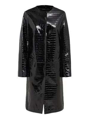 TOTEME Croc Embossed Leather Coat - Black