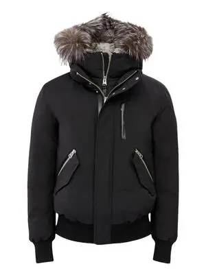 Mackage Logo Long-sleeved Down Jacket With Removable Hood - Black