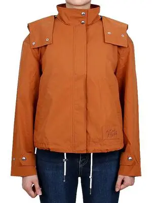 Maison Kitsuné Long Sleeve Hooded Jacket With Letter Detail - Brown