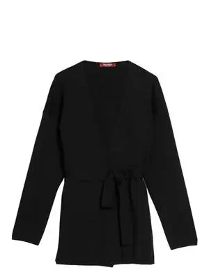 Max Mara Wool Cardigan With Belt - Black