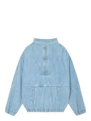 Isabel Marant Étoile Long Sleeve Half-zip Denim Top - Blue