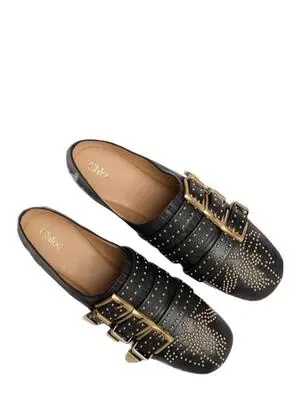 Chloé Ballerina Flats With Stud Embellishments - Black
