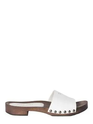 Miu Miu Patent Leather Clogs With Square And Open Toe - White
