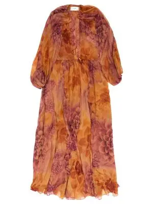 CELINE Celine Floral Print Silk Muslin Caftan Dress
