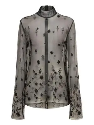 TOTEME Embroidered Tulle Shirt - Gray