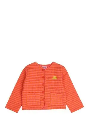 BOBO CHOSES Vichy Padded Jacket With Embroidered Logo - Lava Orange