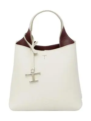 TOD'S Timeless Logo Plaque Tote Bag - White