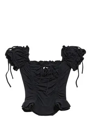 Balenciaga Off-the-shoulder Drawstring Top - Black