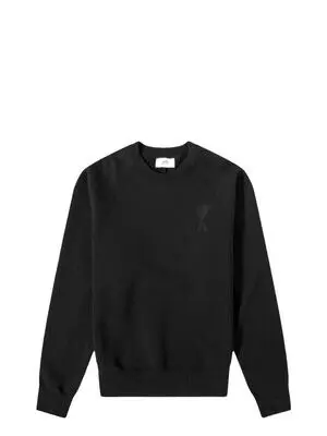 Ami Logo Embroidered Crewneck Sweatshirt - Black