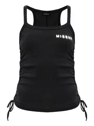 MISBHV Sleeveless Drawstring Top With Contrasting Logo - Black