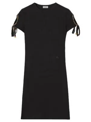 Burberry Knitted Dress With Check Trim - Black