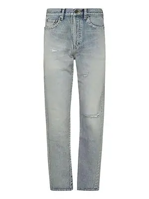 Saint Laurent Saint Laurent High Waist Slim-Fit Jeans Gray