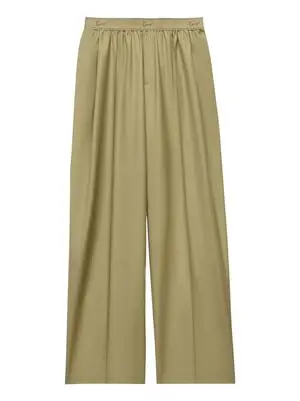 Kenzo Logo Waistband Wide-leg Pants - Khaki