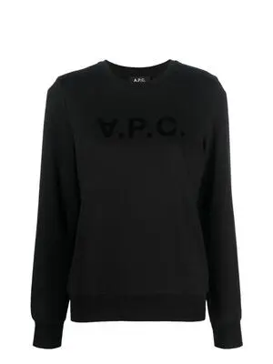 A.p.c. Flocked Logo Crewneck Sweatshirt - Black