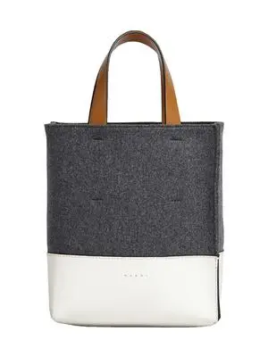 Marni Museo Mini Bag In Leather And Felt - Black