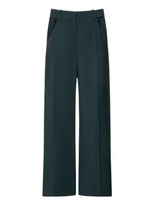 MUGLER Diagonal Cutout Wide-leg Trousers - Green