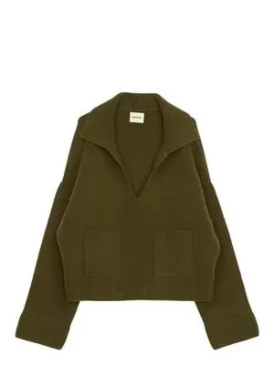 KHAITE Khaite Long Sleeve Sweater With Lapels And Pockets