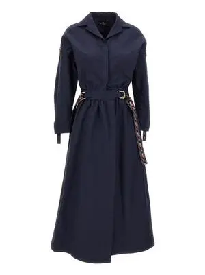 Etro Shirt Dress With Embroidered Ribbon Belt - Black