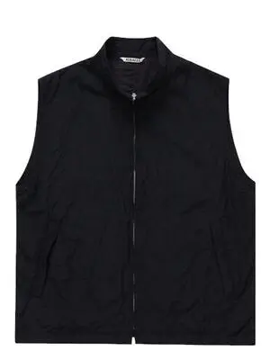 Auralee Wool Zipper Vest - Black